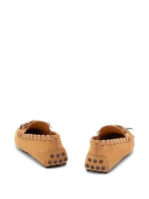 TOD'S Bow-detailed Slip-on Loafers - Brown