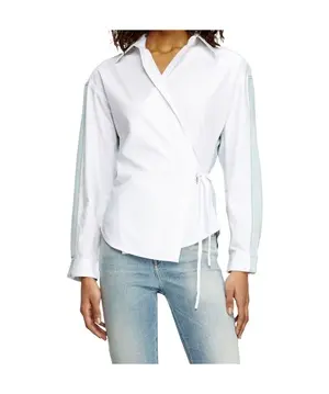 DIESEL® Paneled Wrap Shirt With Oval D Ornaments