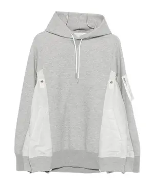 Sacai Zip-detailed Hoodie - Gray