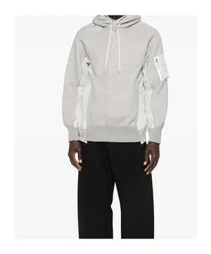 Sacai Zip-detailed Hoodie - Gray