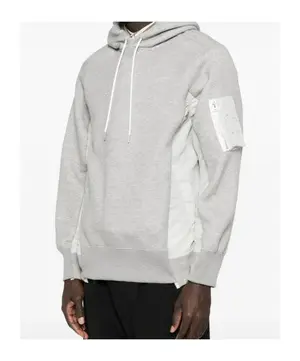 Sacai Zip-detailed Hoodie - Gray