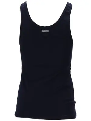 Prada Triangle-patch Scoop Neck Tank Top - Navy Blue