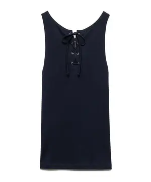 Prada Prada Triangle-Patch Scoop Neck Tank Top Navy Blue