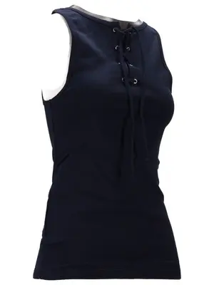 Prada Triangle-patch Scoop Neck Tank Top - Navy Blue