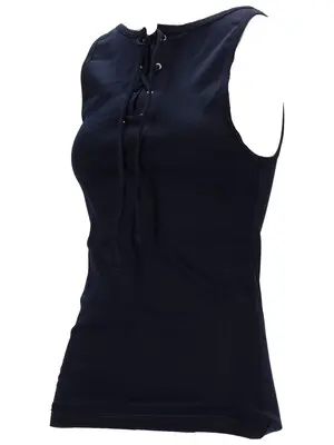 Prada Triangle-patch Scoop Neck Tank Top - Navy Blue