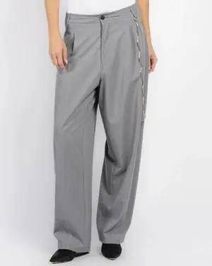DARKPARK Phebe Chain-detail Wide-leg Trousers - Gray