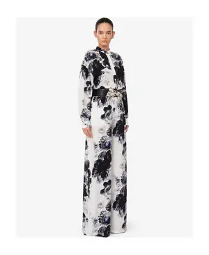 Alexander McQueen Floral Printed Elasticated Waistband Trousers - White