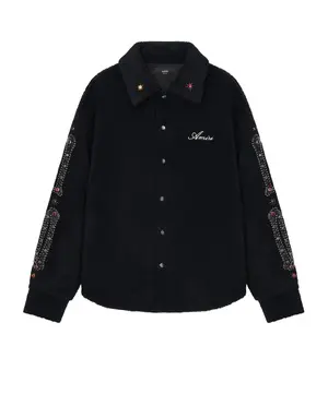 Amiri Embellished Collared Long Sleeve Casual Jacket - Black