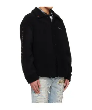 Amiri Embellished Collared Long Sleeve Casual Jacket - Black