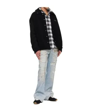 Amiri Embellished Collared Long Sleeve Casual Jacket - Black