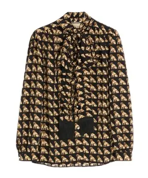 Valentino Garavani Relaxed Fit Printed Blouse With Bow Detail