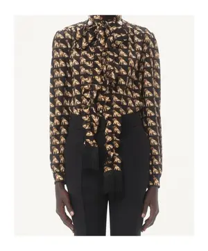 Valentino Garavani Relaxed Fit Printed Blouse With Bow Detail