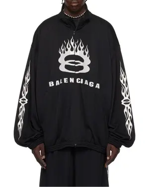 Balenciaga Flame Print Zipped Jacket