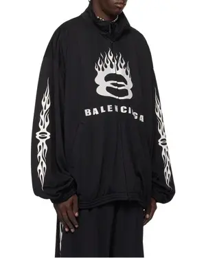 Balenciaga Flame Print Zipped Jacket