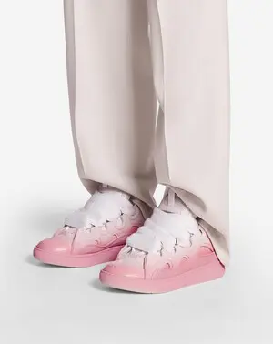 LANVIN Curb Lace-up Panelled Sneakers - Pink