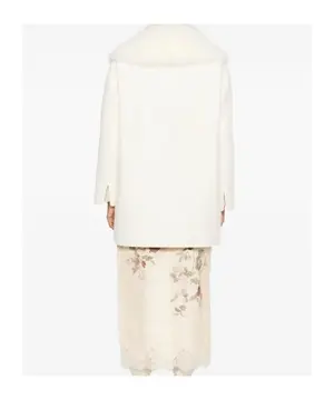 Ermanno Scervino Shearling-trim Double-breasted Coat - White