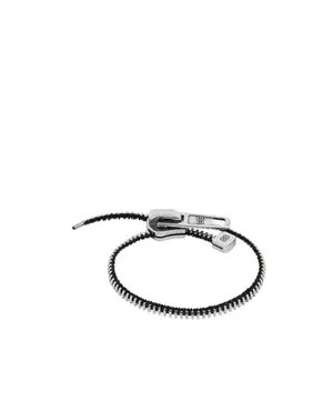 Balenciaga Zipper Bracelet With Engraved Logo - Silver/black