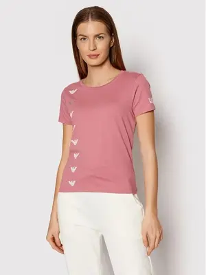 EA7 T-shirt With Embellished Logo Detail - Pink