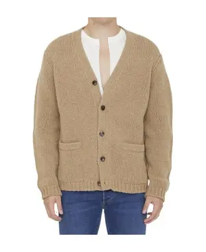 Gucci V-neck Long-sleeved Cardigan With Embroidered Logo