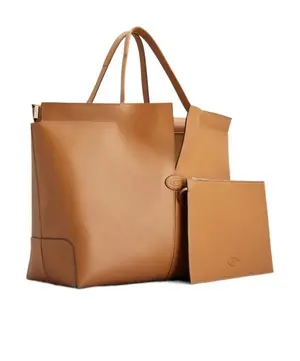 TOD'S Slit Detailed Tote Bag With Logo And Metal Accents - Brown