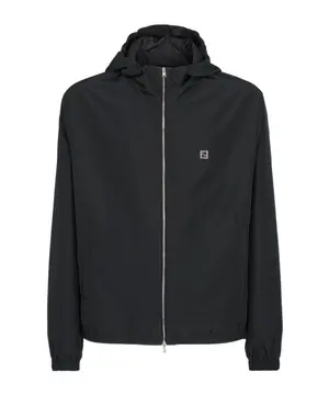 Fendi Ff Hooded Drawstring Jacket - Black