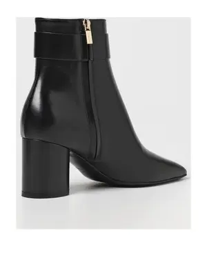 FERRAGAMO Leather Pointed Toe Buckle Boots