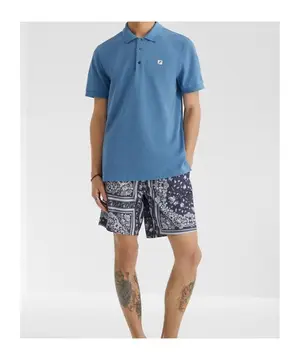 Fendi Logo Plaque Short Sleeved Polo Shirt - Light Blue