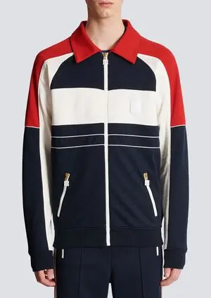 Balmain 70s" Logo Patch Detail Zip-up Sweatshirt