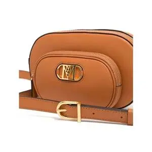 Mcm Mode Travia Mini Crossbody Bag With Logo Plaque - Orange