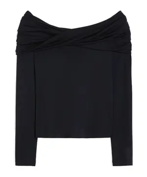 Max Mara Max Mara Off-the-Shoulder Long-Sleeve Top Dark Navy