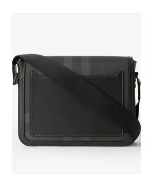 Burberry Alfred Checked Messenger Bag - Black