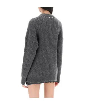 Alessandra Rich Embellished V-neck Cardigan - Black