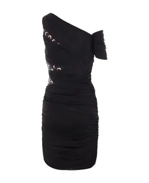 MARINE SERRE Crescent Detail One-shoulder Dress