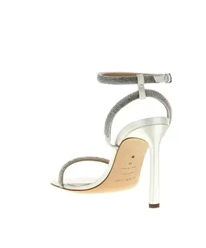 SERGIO ROSSI Square-headed Stiletto Sandals With Embellished Straps - White