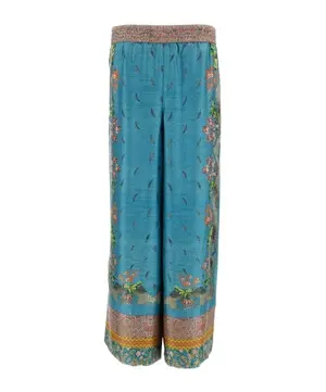 PIERRE-LOUIS MASCIA Printed Wide Leg Trousers - Blue
