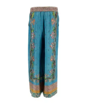 PIERRE-LOUIS MASCIA Printed Wide Leg Trousers - Blue