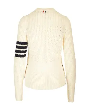 Thom Browne 4-bar Crewneck Jumper - White