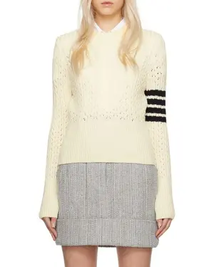 Thom Browne 4-bar Crewneck Jumper - White