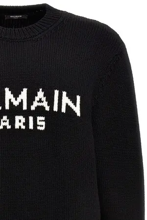 Balmain Logo Intarsia Knit Crewneck Jumper
