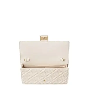 Fendi Camelia Nappa Leather Wallet With Ff Motif - White
