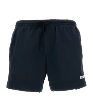 Woolrich Logo Patch Solid Swim Shorts - Black