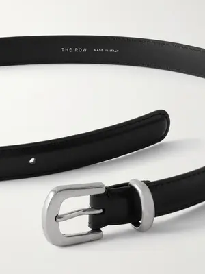 THE ROW Leather Belt With Silver Hardware