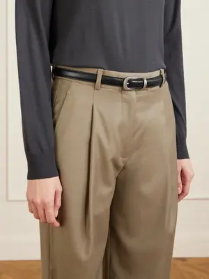 THE ROW Leather Belt With Silver Hardware