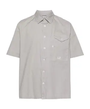 C.P. COMPANY Logo-embroidered Cotton Shirt - Gray