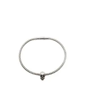 Alexander McQueen Skull Charm Cord Bracelet - Gray