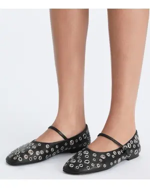 Tory Burch Eyelet Buckled Mary Jane Ballet Flats