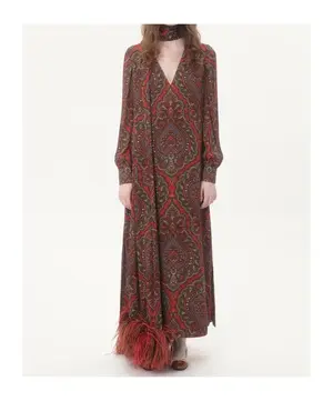 Valentino Garavani Georgette Midi Dress With Feather Scarf
