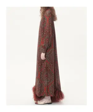 Valentino Garavani Georgette Midi Dress With Feather Scarf