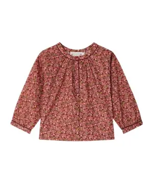 Bonpoint Round Neck Long-sleeved Top With Graphic Print - Pink