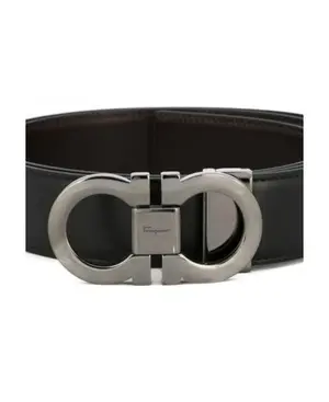 FERRAGAMO Gancini Reversible Leather Belt - Black